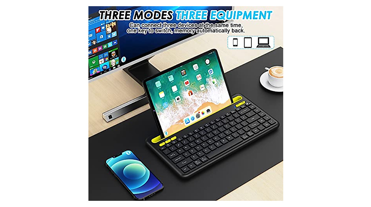 Updated 2023 Wireless Bluetooth 5.0 Multi-Device Keyboard for Windows & Mac