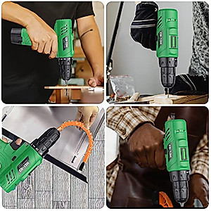 Tegatok Power Drill Cordless, 12V Cordless Drill with Battery and Charger, Electric Drill with Variable Speed and 18+1 Torque Setting, 25 Drill Bits for Drilling and Screwing