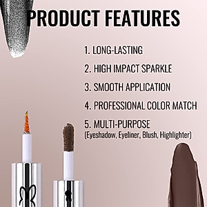 Erinde 3PCS Liquid Glitter Matte Eyeshadow, Liquid Glitter Eyeliner and Matte Cream Eyeshadow 2 in 1, Quick Drying, Easy to Apply, Long Lasting Korean Shimmer Matte Eyeshadow Sparkly Eye Makeup