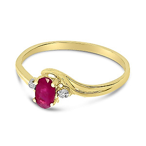 Direct-Jewelry 10k Yellow Gold Oval Ruby And Diamond Ring (Size 7)