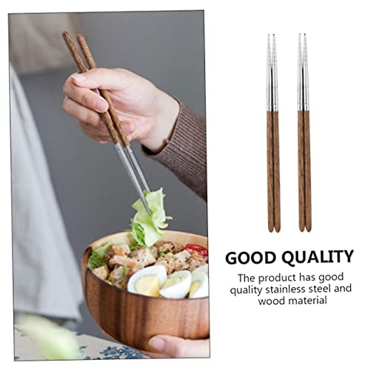 BESTonZON 2 Pairs Stainless Steel Splicing Chopsticks Metal Chopsticks Camping Dinnerware Japanese Food Chop Sticks Stainless Steel Chopsticks Table Silverware Household Flatware Home Supply