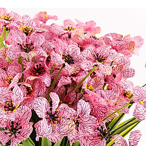 iYoucase Artificial Flowers Outdoor UV Resistant Fake Flowers 5 Bundles No Fade Faux Plastic Plants for Garden Porch Window Box Home Decoration(Pink)