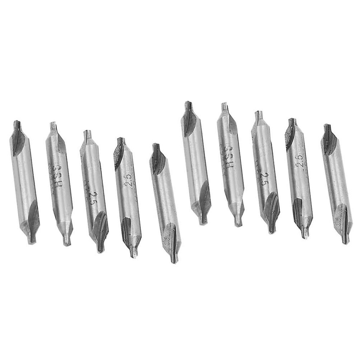10Pcs Center Drill Bit Set, 2.5mm Countersink Lathe Bit High Speed Steel 4341 Straight Shank Drilling Tools