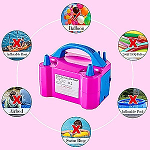 DEMELA Electric Air Balloon Pump Portable Air Blower Pump for Balloons 110V 600W Dual Nozzle Electric Inflator for Party Decoration Sports Rose Red