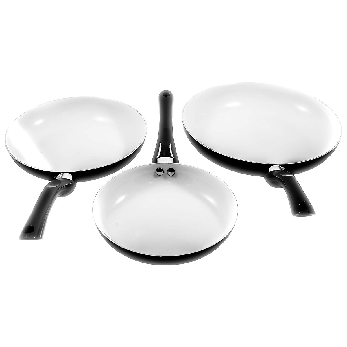 Nonstick Frying Pans Set 3 Piece (Black) Frying Pan with Lid Non Stick Pan/Skillet Bio Supreme From Jean-Patrique