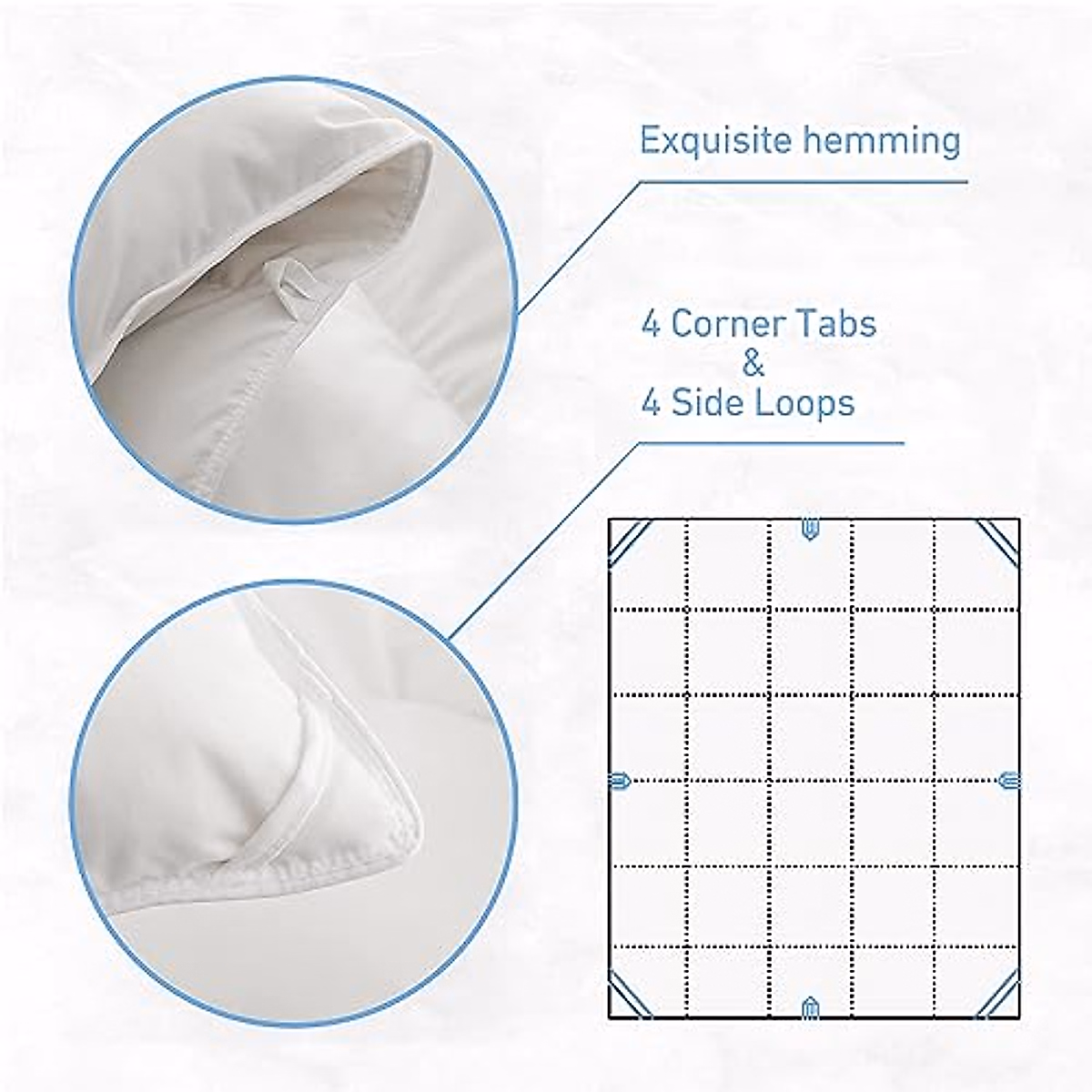 CYMULA Feather Down Comforter Queen Size, Medium Warmth Duvet Insert with Luxurious Down Fill, 8 Corner Tabs and Machine Washable for All Seasons (90 x 90 Inches, White)