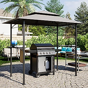 8 x 5 FT Grill Pergola Tent with Air Vent Double Tiered BBQ Gazebo Outdoor Barbecue Canopy,Silver