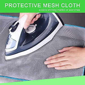 Extra-Wide Ironing Board Cover and Pad Replacement with Scorch and Stain Resistant Thick Padding and Elasticized Edge 18" x 49" Ironing Board Covers 4 Fasteners and 1 Protective Scorch Mesh Cloth