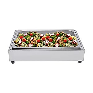 Commercial Food Warmer, Full-Size 1 Pot Steam Table with Lid, Electric Food Warmers, Grade Stainless Steel Buffet Equipment, Fits 20.87 x 13 Pan, 300W, for Restaurant, Sliver