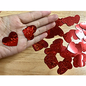 600Pcs Valentines Day Heart Confetti, Red Glitter Valentines Confetti Hearts, Hearts Table Confetti Decorations for Valentine's Day Wedding Anniversary Party Home Table Decoration Photo Booth Backdrop