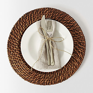 Artera Wicker Rattan Charger Plates - Set of 8, 13 inch Round Woven Plate Holder, Decorative Service Plates for Home, Professional Fine Dining Perfect for Events & Dinner Parties