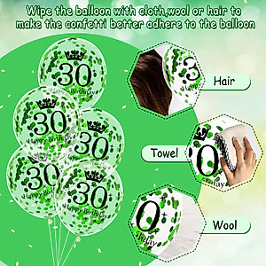 30th Green Birthday Balloons Decorations,15PCS Green and Black 30th Happy Birthday Balloons for Women Men 30 Years Old Anniversary Party Latex Inflatable Clear Confetti Balloon Indoor Outdoor Supplies