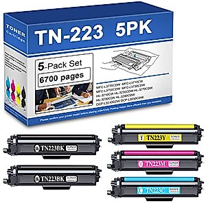 TN223 Compatible TN223BK TN223C TN223M TN223Y Toner Cartridge Replacement for Brother MFC-L3770CDW MFC-L3710CW Printer Toner (2BK+1C+1Y+1M).