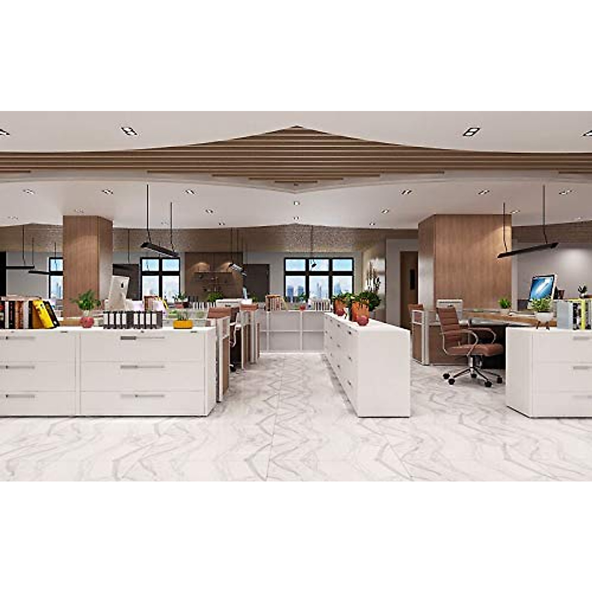 2xhome Brown Modern Mid Century Modern Contemporary Mid Back Ribbed PU Leather Swivel Tilt Adjustable Chair Executive Manager Office Conference Room Work Task Computer Ribbed Desk Chrome Wheels Arms