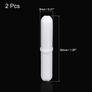 MECCANIXITY Magnetic Stirrer Mixer Stir Bar Rod 50mm(1.97") with Ring Shape PTFE Coating Magnet White for Laboratory Pack of 2