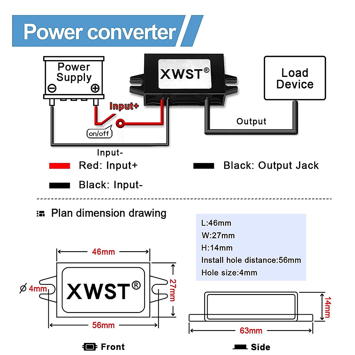 XWST DC to DC 12V to 5V 3A 15W 15watt with USB Output Power Adapter Converter 8V-22V to 5V Voltage Buck Regulator,Step-Down Module,Waterproof Power Adapt 5V Volt Transformer Module