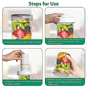 Electric Mason Jar Vacuum Sealer Food Vacuum Saver for Wide and Regular Mouth Mason Jars Can Sealer Jar Seal Pump Kit Accessories Hose Compatible with FoodSaver Vacuum Canning Sealer Machine Attachment Jars Sealing Hood for Food Storage