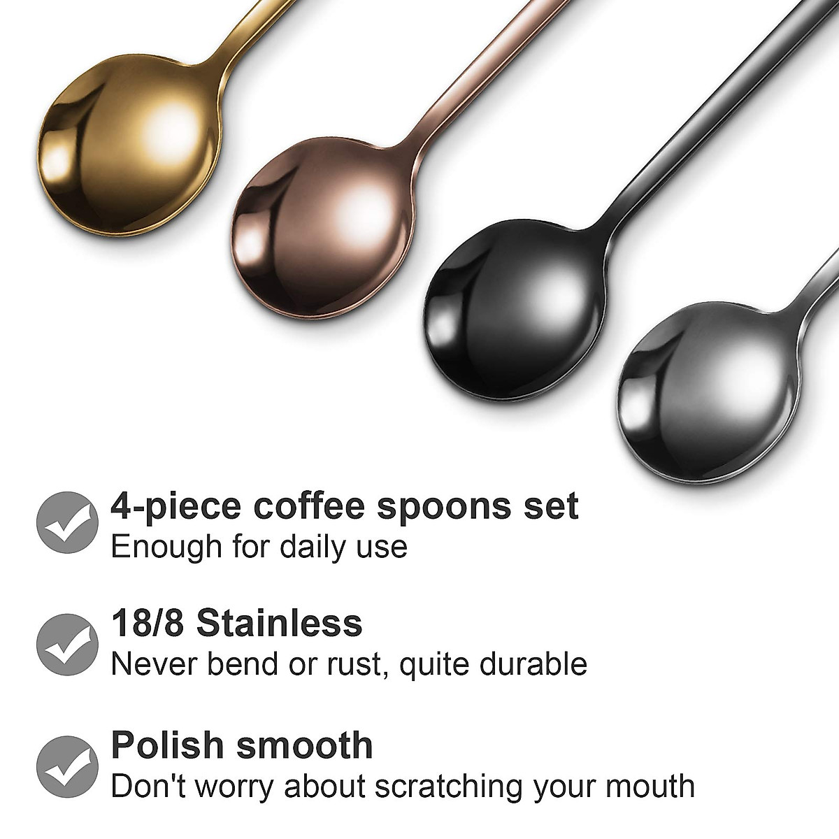 4 Pieces Coffee Spoons Teaspoons Stainless Steel Espresso Spoons Frosted Handle Soup Spoons for Coffee Sugar Soup Ice Cream Dessert Cake Supplies, 5.31 Inch and 4 Colors