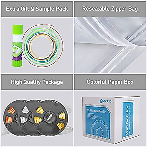 Shiny Silk Gold Silver Copper PLA Filament Bundle, 1.75mm 3D Printer Filament, Each Spool 0.5kg, 3 Spools Pack, with One 3D Printer Remove or Stick Tool MIKA3D
