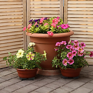 Sawysine 48 Pack Invisible Pot Feet Solid Black Pots Risers Round Square Plant Riser EVA Planter Feet Adhesive Flower Pot Lifter for Indoor Outdoor Planters Garden Plant Pots Flowers