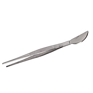 Biitfuu Bonsai Tweezers Stainless Steel Moon Spatula Head Stainless Steel Bonsai Tweezers for Curved Style (Straight)