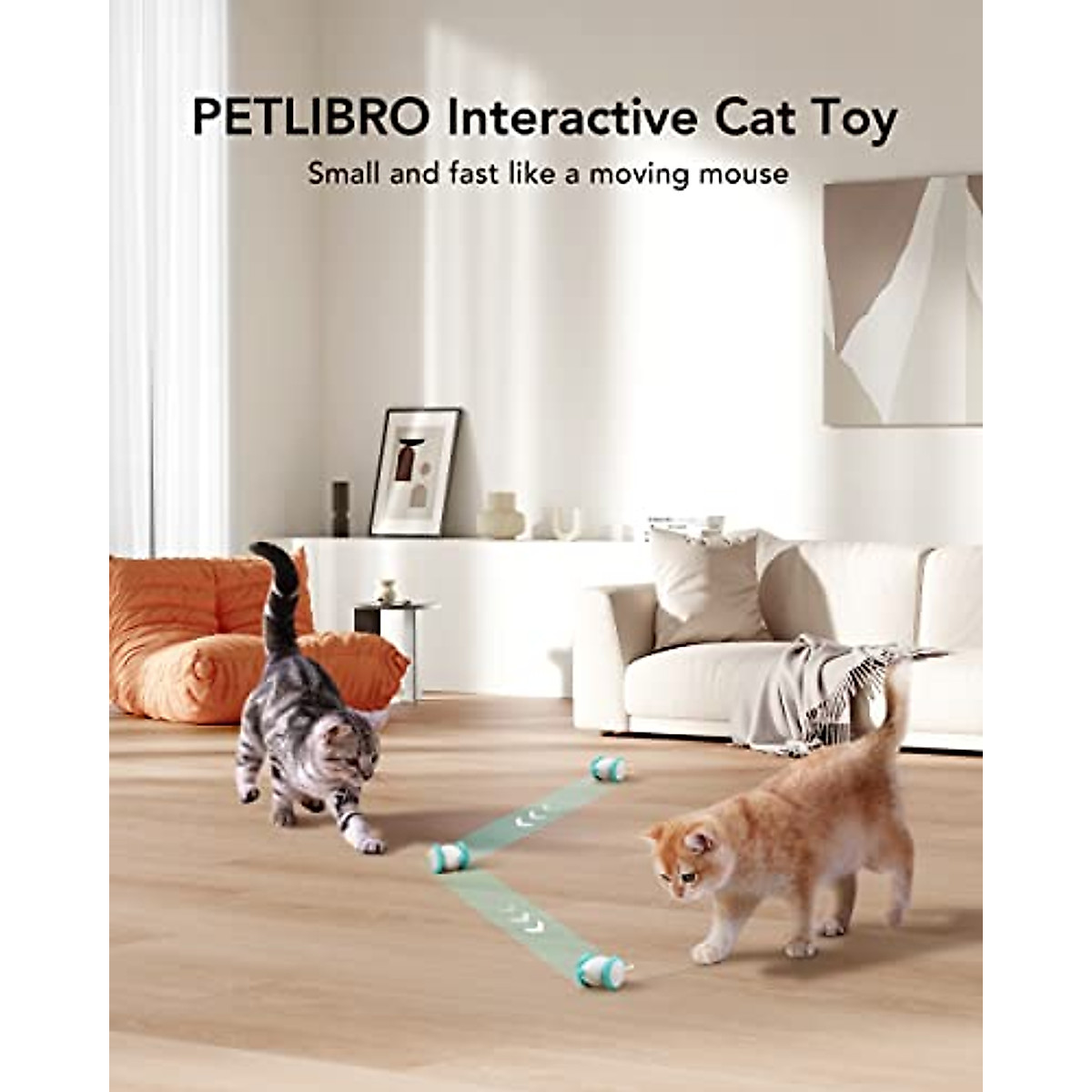 Petlibro Interactive Cat Toys for Indoor Cats, Automatic Cat Toy with LED Lights, Cat Mouse Toys, Smart Sensing Cat Toys, Moving Cat Toy, Smart Electric Cat Toy, USB Rechargeable, Auto On/Off