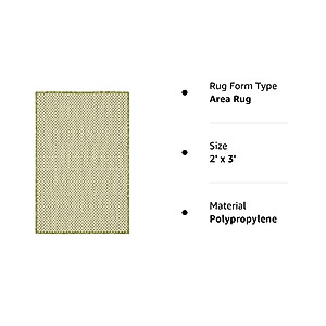 Nourison Courtyard Indoor/Outdoor Ivory Green 2' x 3' Area Rug, Geometric, Easy Cleaning, Non Shedding, Bed Room, Living Room, Dining Room, Deck, Patio, Backyard (2x3)