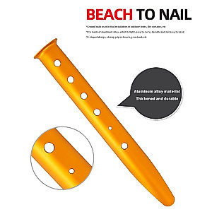 Khakho Aluminum Tent Stakes, 6-Pack Aluminum Ground Pegs for Camping in Snow and Sand Tent Boating Hiking Backpacking Picnic Shelter Shade Canopy Outdoor Activity