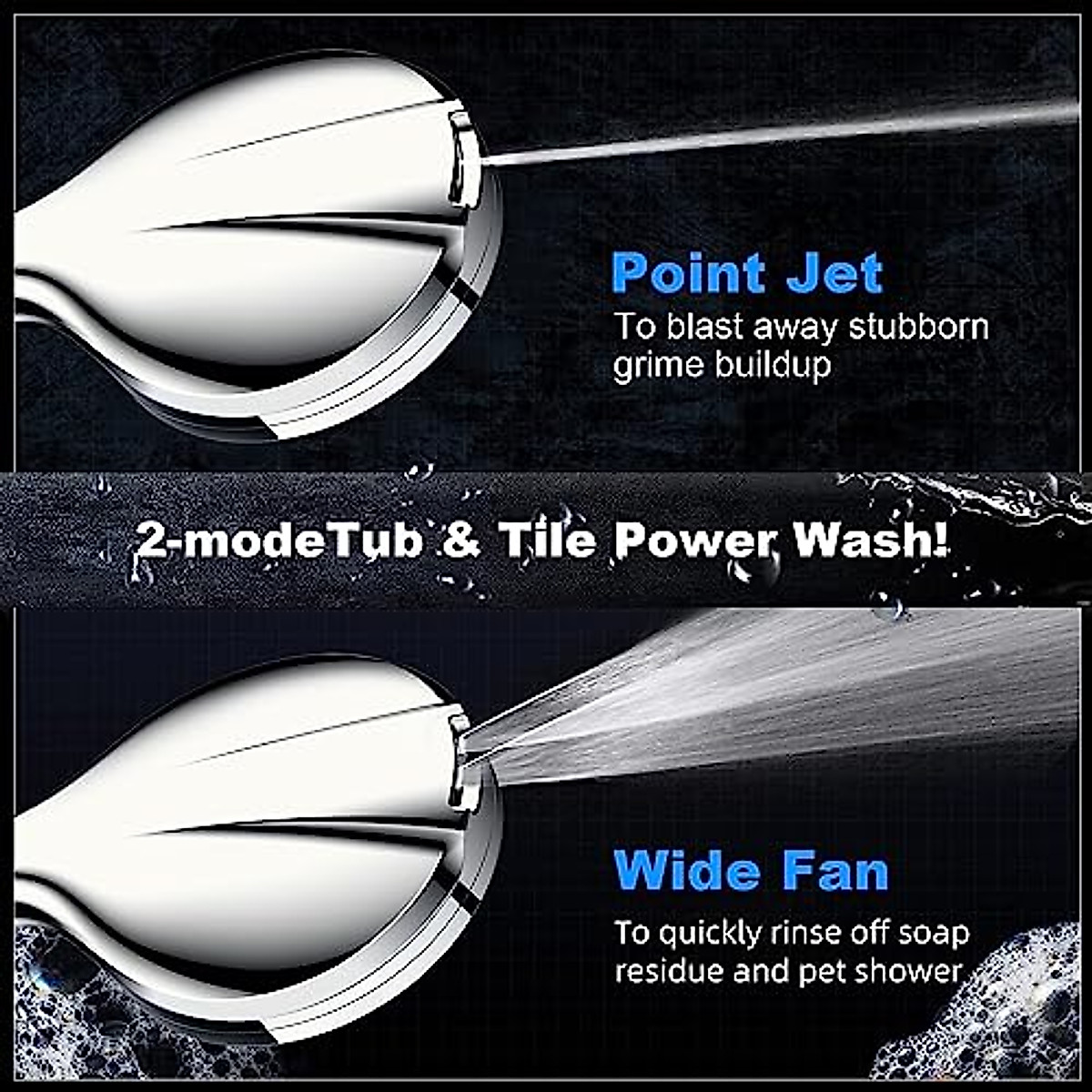 High Pressure Shower Head with Handheld - Filtered Shower Head with Pause and Jet 𝟏𝟎 Modes, Removable Powerful Pressure Hand Held Showerhead with Extra Long Hose and Detachable Filter
