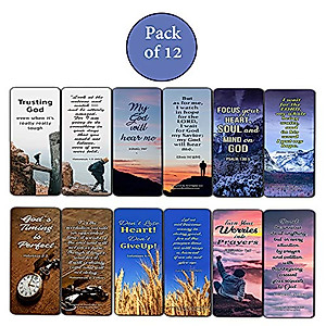 Religious Bookmarks About Waiting on God to Answer Prayer (12 Pack) - Encouraging Bible Verses for Men Women Church Supplies Cell Group Hospital Ministry Stocking Stuffers