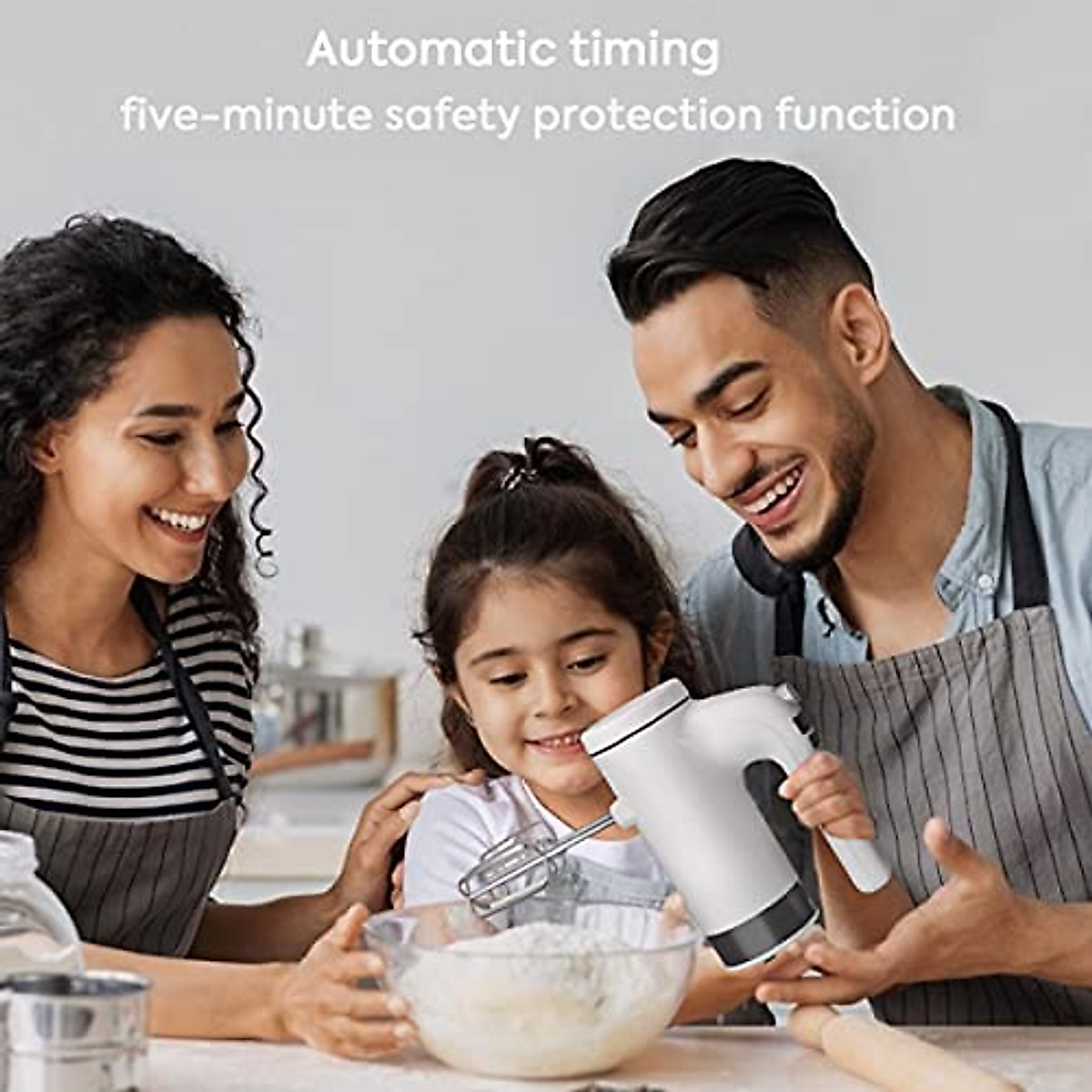 Electric hand mixer, 400W power hand mixer, 5 minutes safety protection function,9 speeds, eject button,6 pieces of 304 stainless steel accessories for baking and cooking, used for baking cakes, egg and cream food mixers.