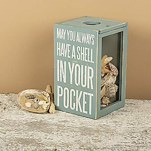 Primitives by Kathy 27813 House Decor Sea Shell Holder, 4.25 x 7.25 x 4.25-Inches, Piece of the Beach With Me, Thank You and Appreciation