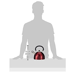 Mr. Coffee Morbern 1.8 Quart Stainless Steel Whistling Tea Kettle, Red