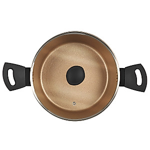 Russell Hobbs RH01670BEU Opulence 24 cm Stockpot - Non-Stick Casserole Pot with Tempered Glass Lid, Induction Hob Suitable, Forged Aluminium Cookware, Dishwasher Safe, Metal Utensil Safe, Gold