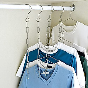 [Pack of 4pcs] WAIKAS Storage Hanger Stainless Steel for Cloth,Ten-Ring Tiered Storage, Saves 9 Times Space, Bedroom Closet Organizer, Suitable for College dorms