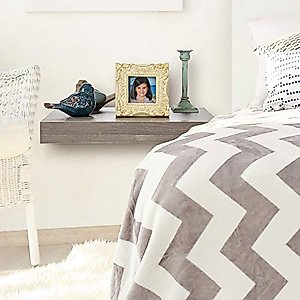 Floating Shelf with Drawer, Floating Nightstand for Bedroom - 16” Wall Shelf, White Floating Shelf with Storage, Floating Shelf for Office Bathroom Kitchen Floating Bedside Table (Grey Wood)