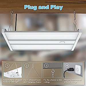 HYPERLITE 4 Pack 1.7ft High Bay Light 210W 28350LM, Linear High Bay Lights 1-10V Dimmer, US Plug 5000K High Bay Shop Light (Large Area Illumination) for Warehouse Garages, Workshop