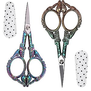Glexal Small Embroidery Scissors with Cover -Cute and Comfortable handles with Sturdy and Sharp Tips for Precise Cutting, Perfect Size for Keeping in Your Sewing and Craft Supplies Kit