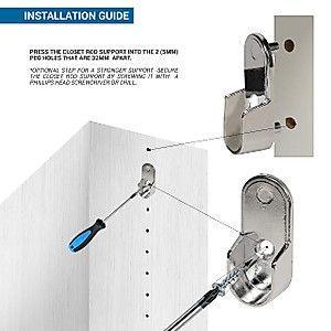 Rok Hardware Chrome 1-3/16" (30 mm) x 19/32" (15mm) Oval Closet Rod End Support with 3/16" (5mm) Pins 30X15X5MMCH (2 Pack)