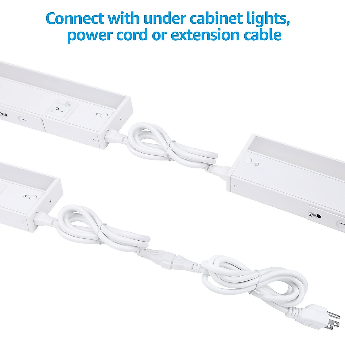 TORCHSTAR 3.3FT Extension Cable, Under Cabinet Light Extension Cable, Interconnect Cable, Male to Female, Pack of 2