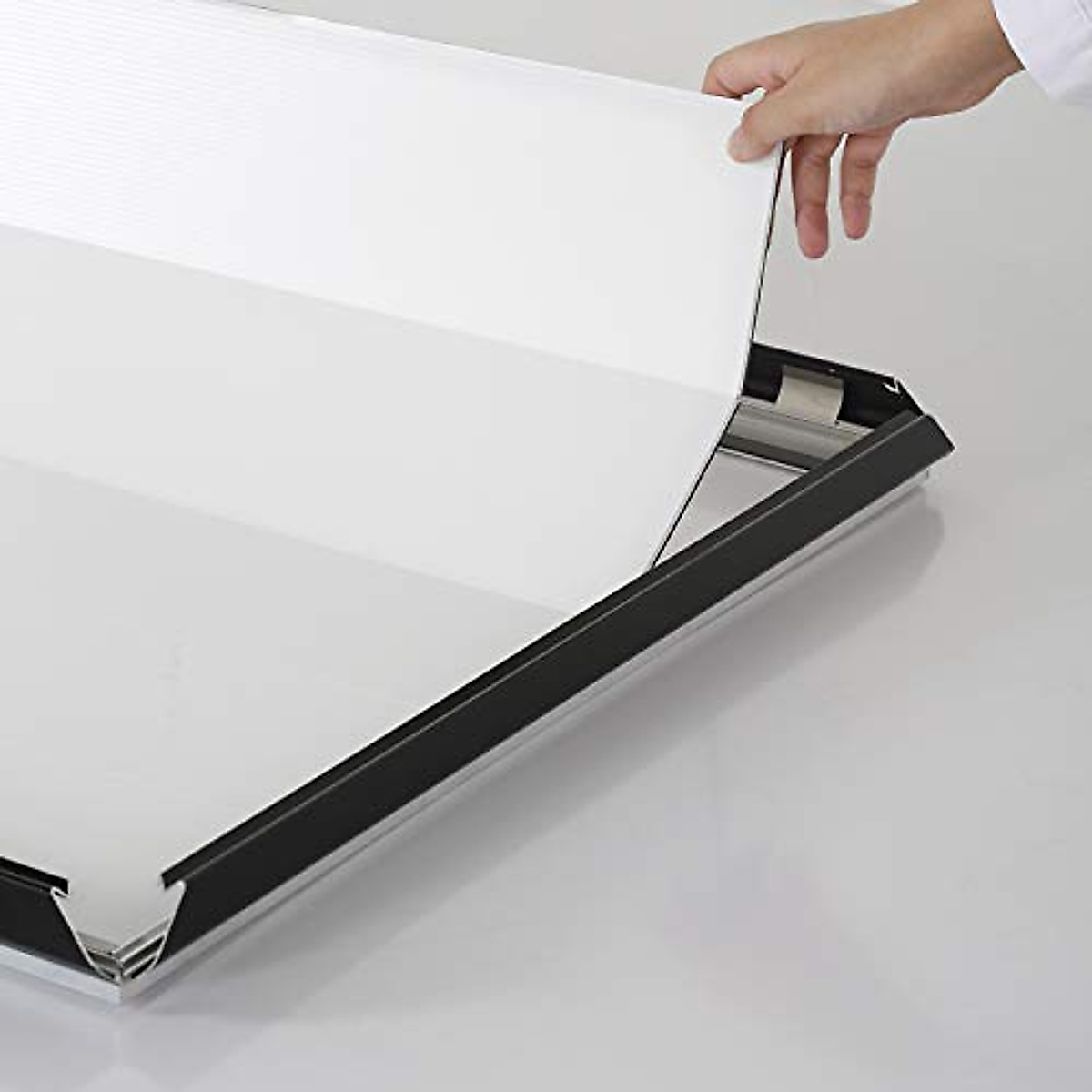 M&T Displays Portable Snap Poster Frame 30x40 Inch Black 1.25" Aluminum Profile Front Loading Wall Mounting Photo Picture Document Certificate Sign Holder Mitered Corner Anti Glare Cover