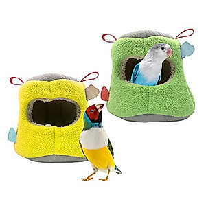 ZYP 2 PCS Winter Warm Bird Nest, Bird Snuggle Cave Shed Hut Hanging Hammock Cage, Plush Birds Hideaway Sleeping Bed House for Parakeet Cockatiel Conure Cockatoo Macaw