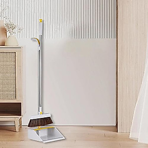 Broom with Dustpan Combo Set Brooms and Dustpan Set Double-Layer Scraper Foldable Dustpan Sweeping Brooms 180-degree Rotatable Brooms for Vertical Storage Broom Set Dust Pan and Broom Set