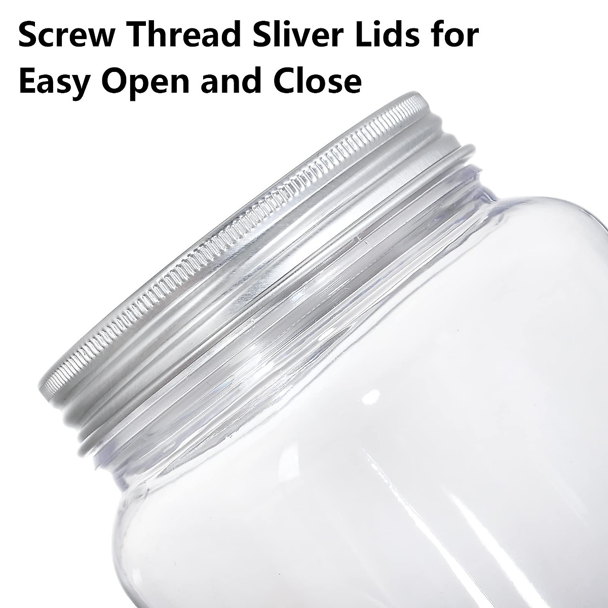 Bekith 12 Pack 24 Ounce Clear Plastic Jars Wide Mouth With Lids, Refillable Airtight Storage Containers for Kitchen & Household, Empty Plastic Jars Bottles for Food Storage