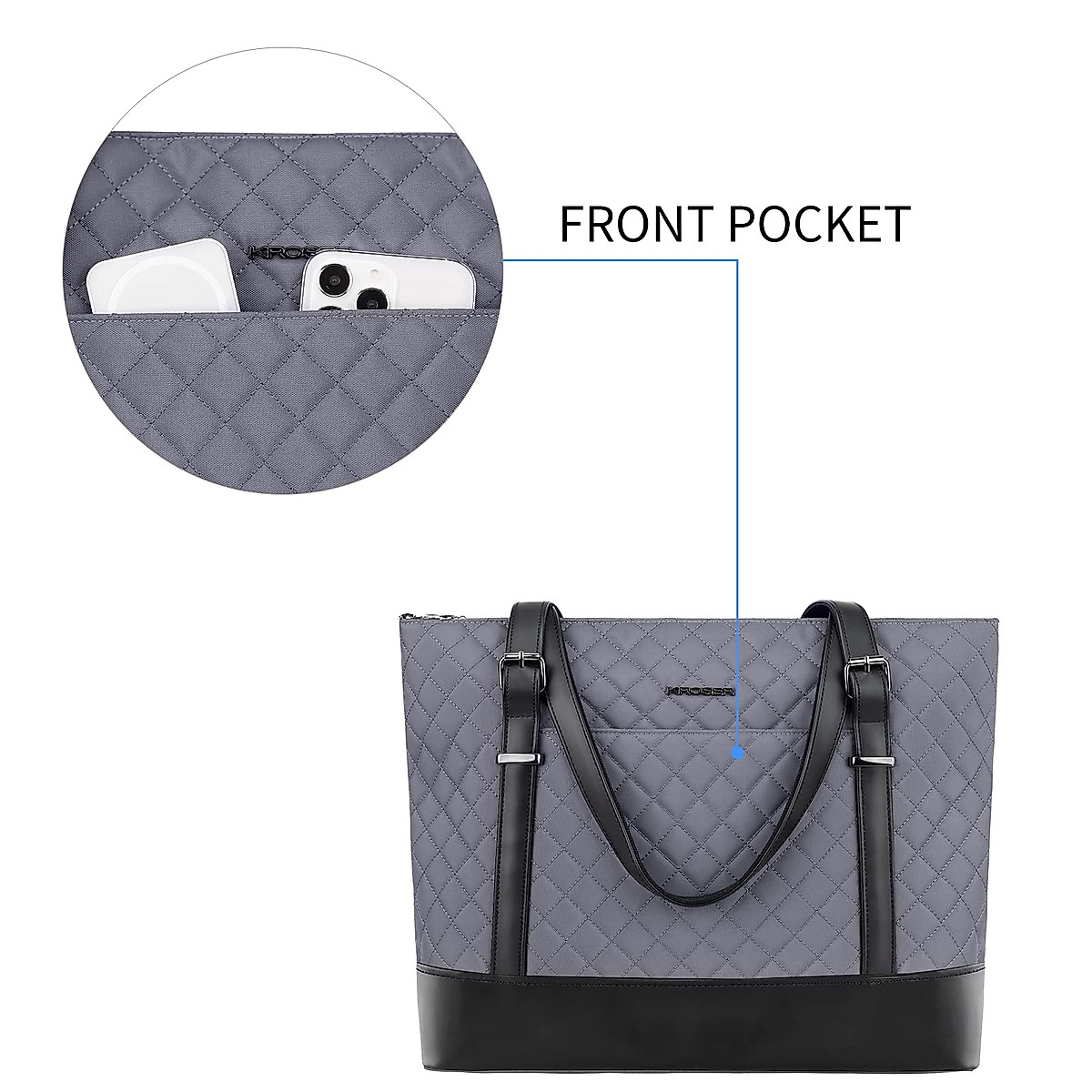 KROSER Laptop Tote Bag for Women, Purse Teacher Bag 15.6 Inch Laptop Bag Computer Work Briefcase Handbag Shoulder Bag