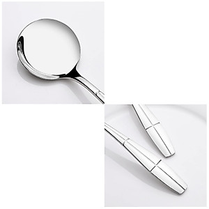 Begale 16-Piece Round Soup Spoon, Stainless Steel Bouillon Spoons