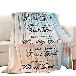 Christian Gifts for Women, Religious Gifts for Women 50"X 60" Catholic Bible Verse Blanket Inspirational Spiritual Scriptures Soft Throw Blanket Birthday Gifts for Women Gifts for Father's Day
