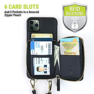 Gear Beast Crossbody Phone Case Wallet Compatible iPhone 11 Pro, RFID Protected Cross Body Phone Purse Bag with Adjustable Strap Black