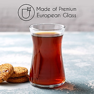 Volarium Turkish Tea Glass Cups: Traditional Tea Set of 6 with Modern Design, Tea Mugs and Coffee Mugs Clear Glasses, 5 ¾ OZ