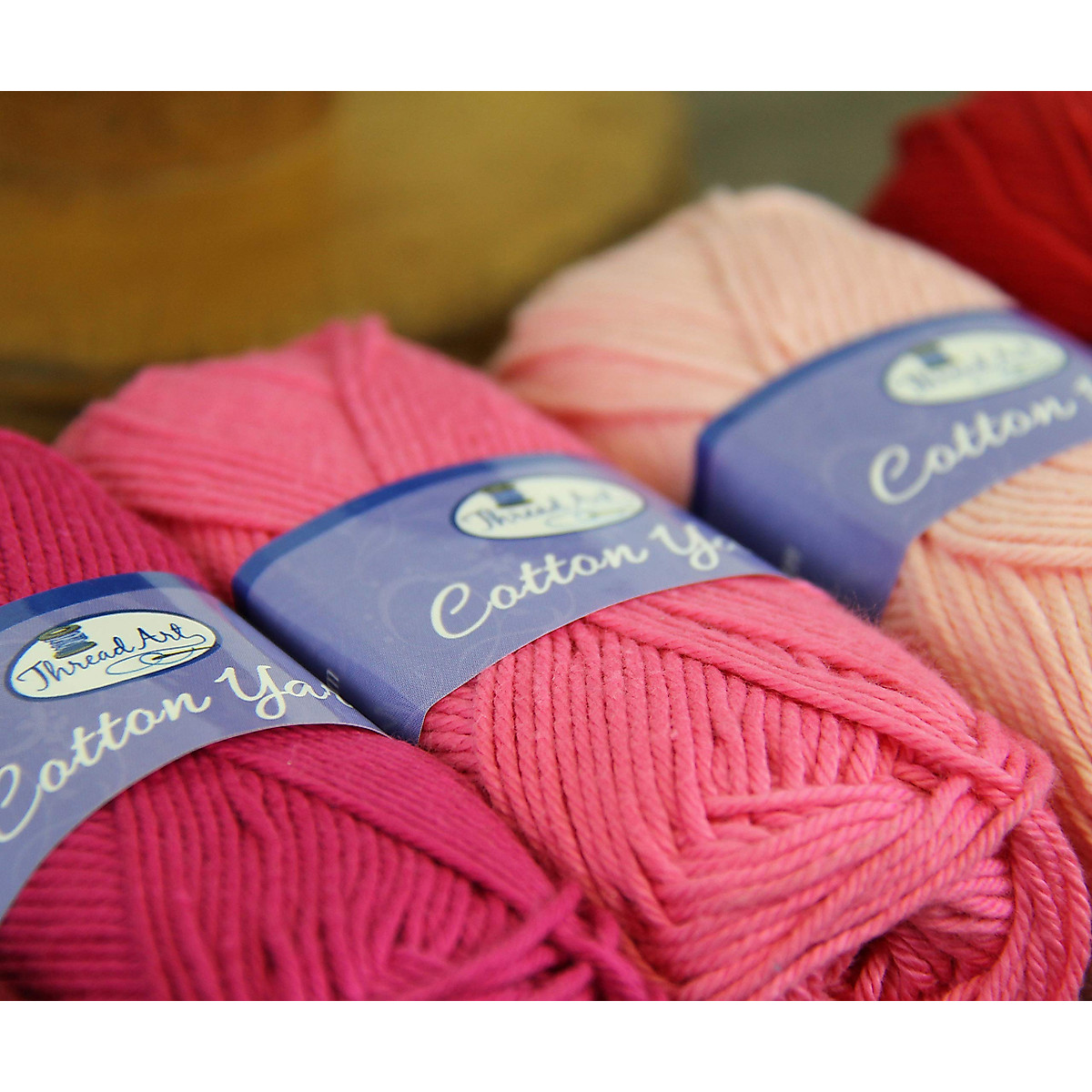 Threadart 100% Pure Cotton Crochet Yarn | 50 gram Skeins | Worsted Medium #4 Yarn | 85 yds per Skein | 30 Colors Available | Lt. Blue #3541